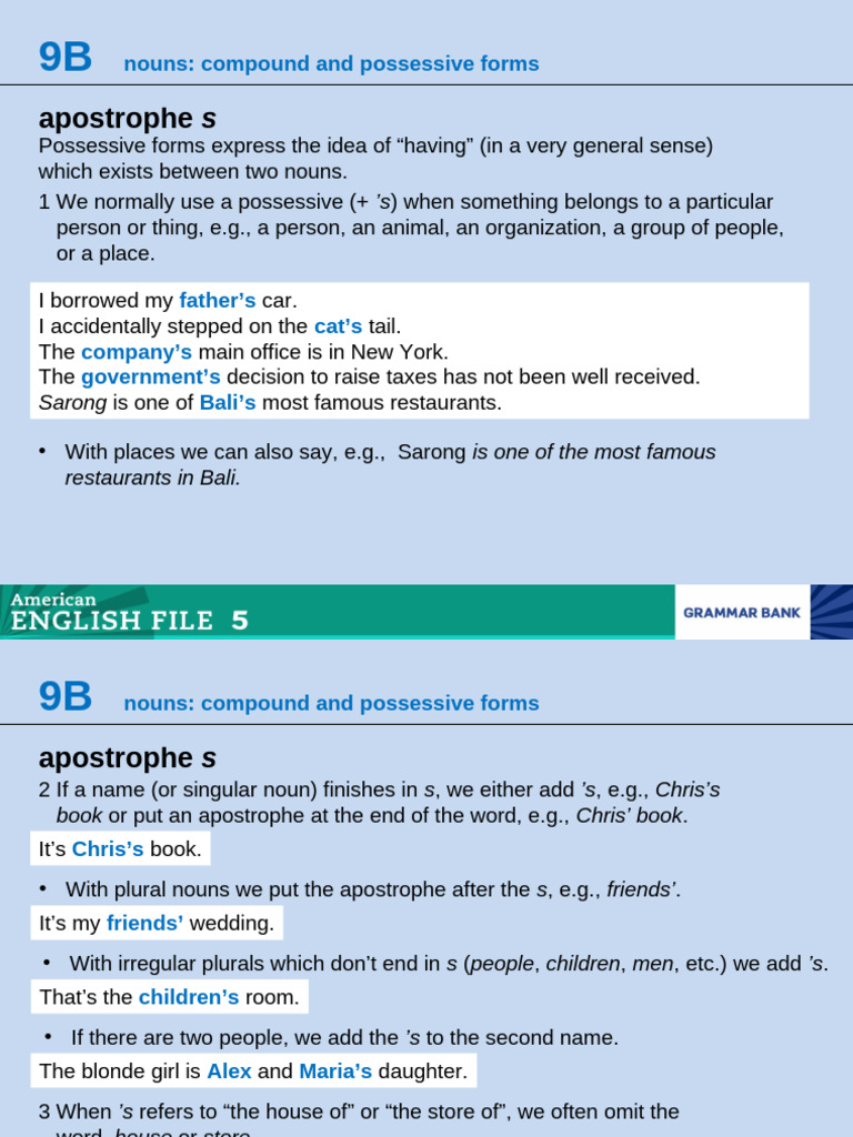 AEF2e_5_9B_Grammar_Bank | PDF | Noun | Grammatical Number