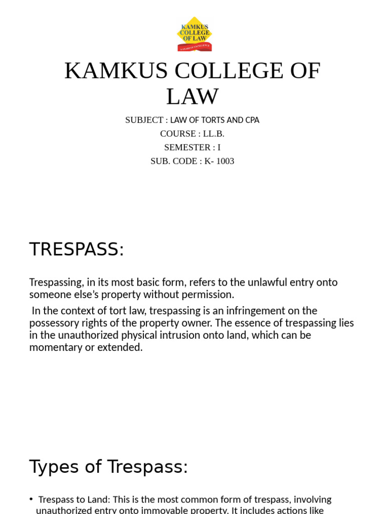 Understanding Trespass in Tort Law | PDF | Trespass | Defamation