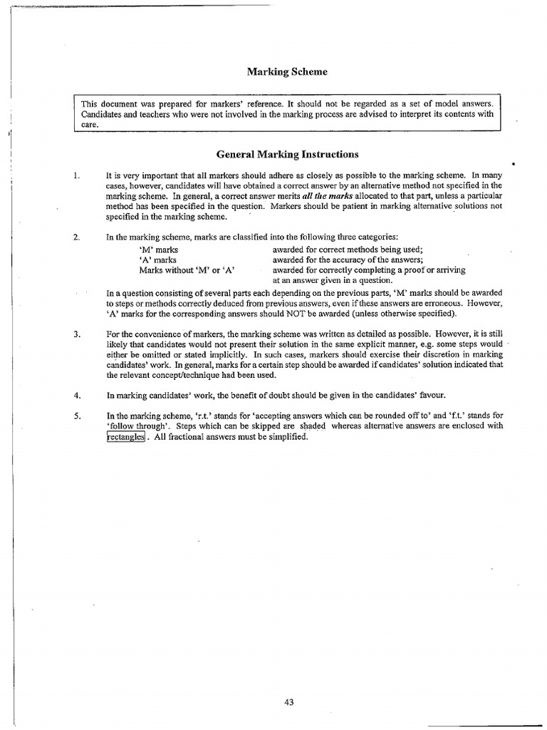 DSE 2015 Marking Scheme | PDF