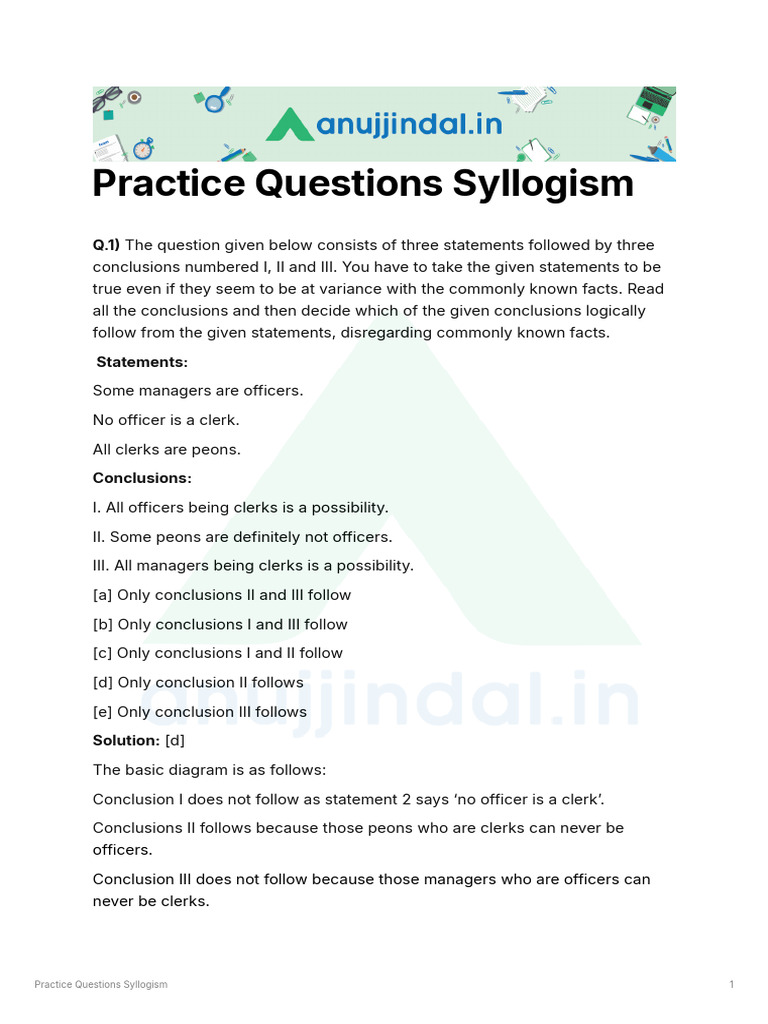 Practice Questions Syllogism Lyst1714133071450 | PDF | Logical Consequence | Logic