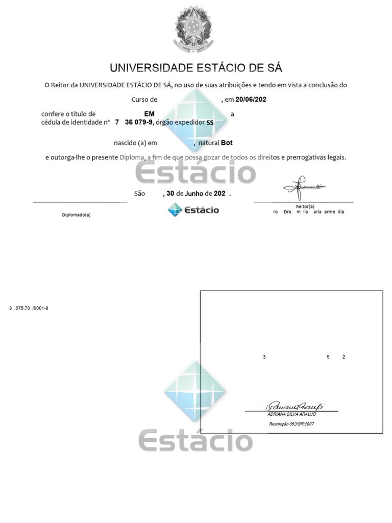 Diploma Estácio de Sá | PDF