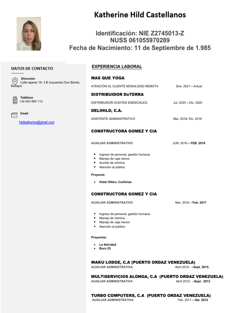 Hoja de Vida Katherine Hild 2024sp | PDF