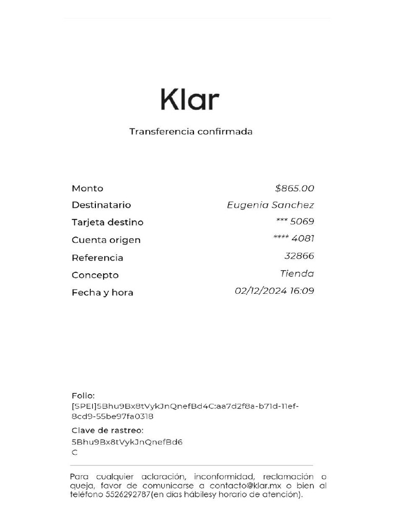 Klar Comprobante 467891 578 | PDF