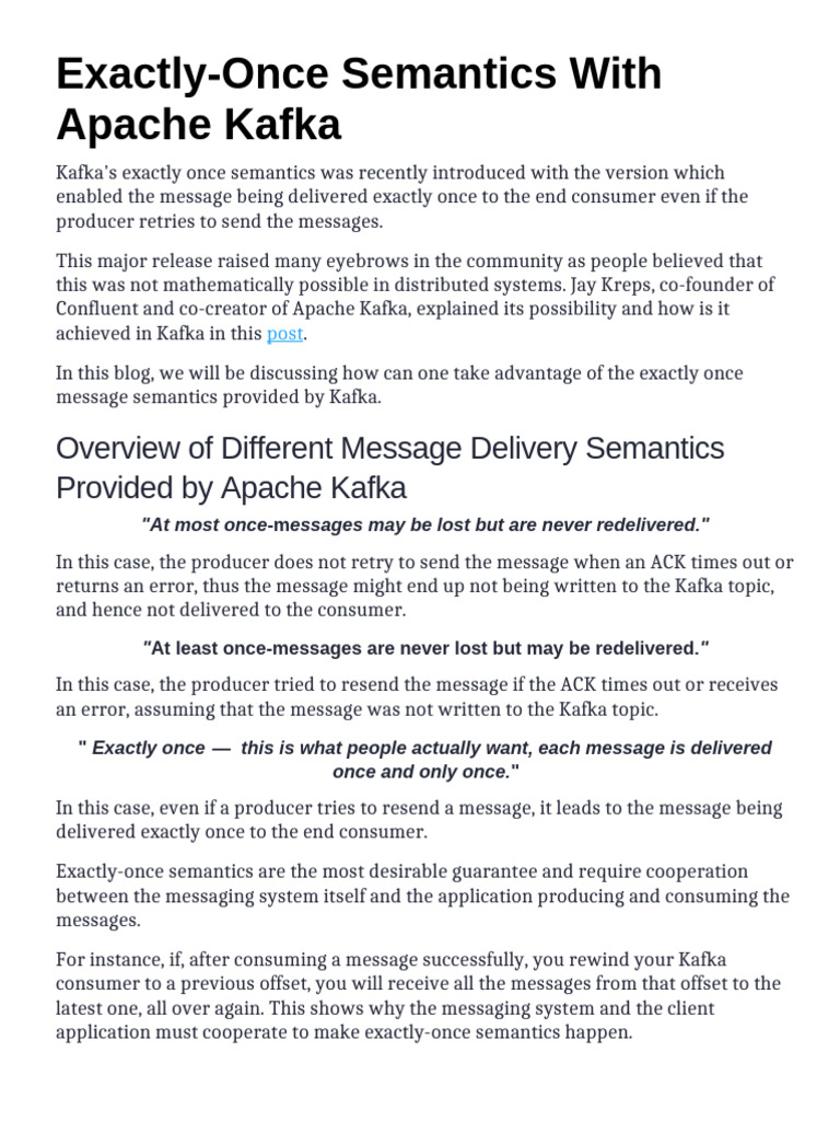 Exactly-once-kafka | PDF | Computing