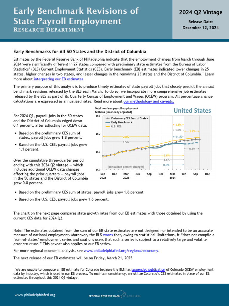 Early Benchmark 2024 q2 Report | PDF | Employment | Payroll
