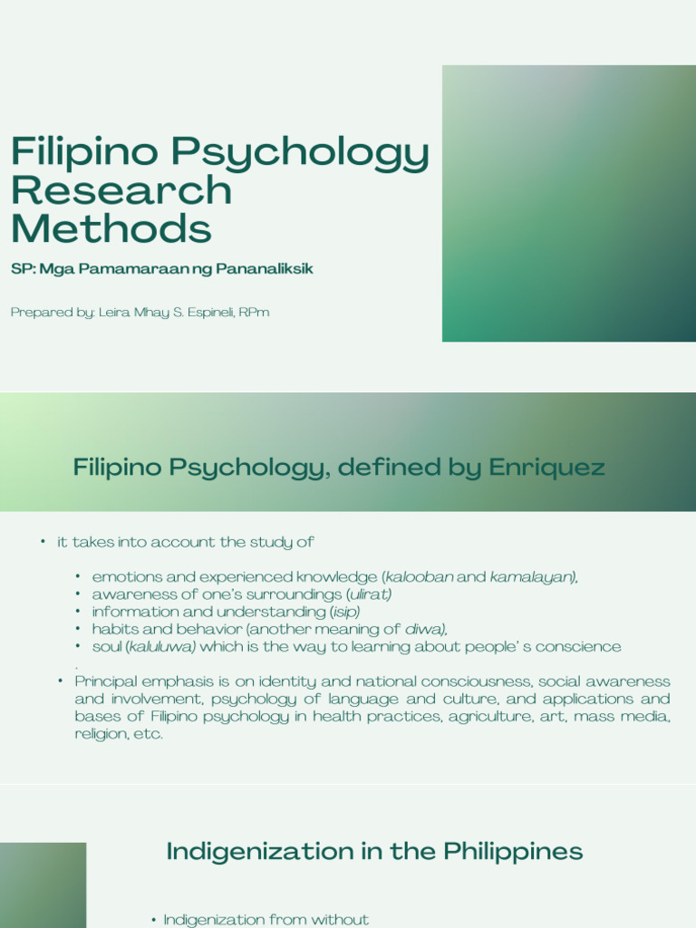 3. Filipino Psychology Research Methods 2 | PDF