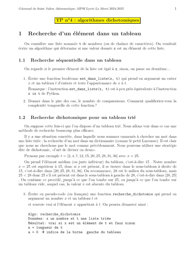 tp_dichotomie | PDF | Python (Langage de programmation) | Programmation ...