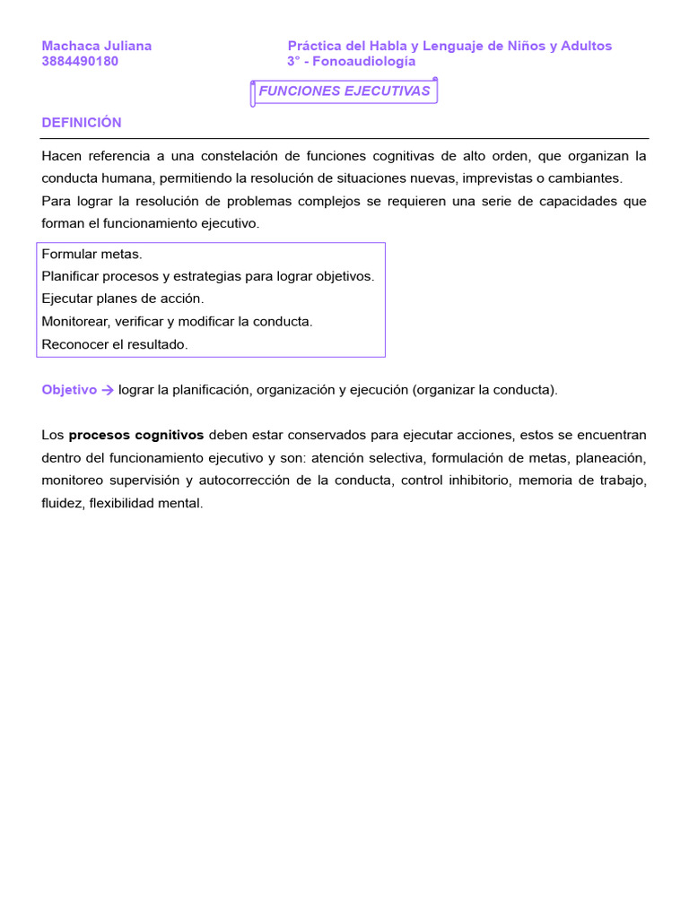 Funciones Ejecutivas-1 | PDF | Planificación | Memoria de trabajo