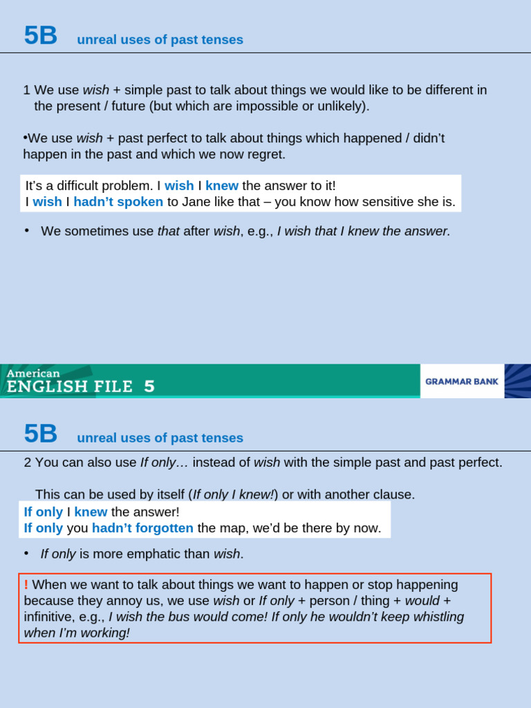 AEF2e 5 5B Grammar Bank | PDF