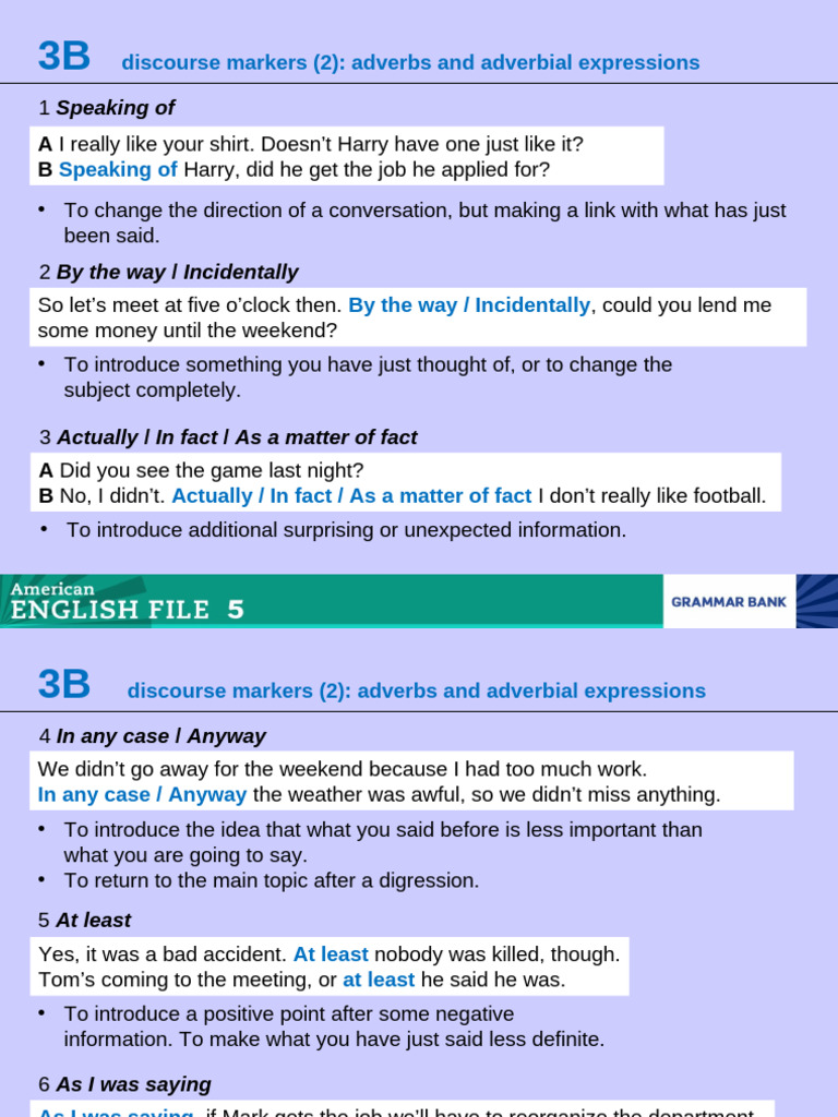 AEF2e 5 3B Grammar Bank | PDF | Adverb