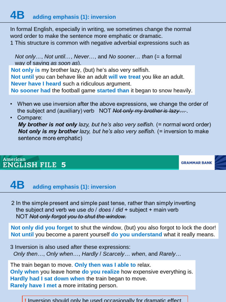 Formal English: Emphasis with Inversion | PDF