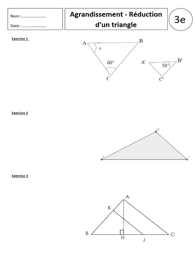 Exercices sur les triangles semblables 3ème | PDF | Polytope ...