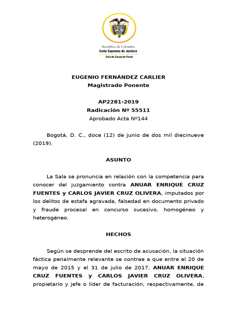 AP2281-2019 (55511) Fraude Procesal Reclamaciones ECAT | PDF | Derecho ...