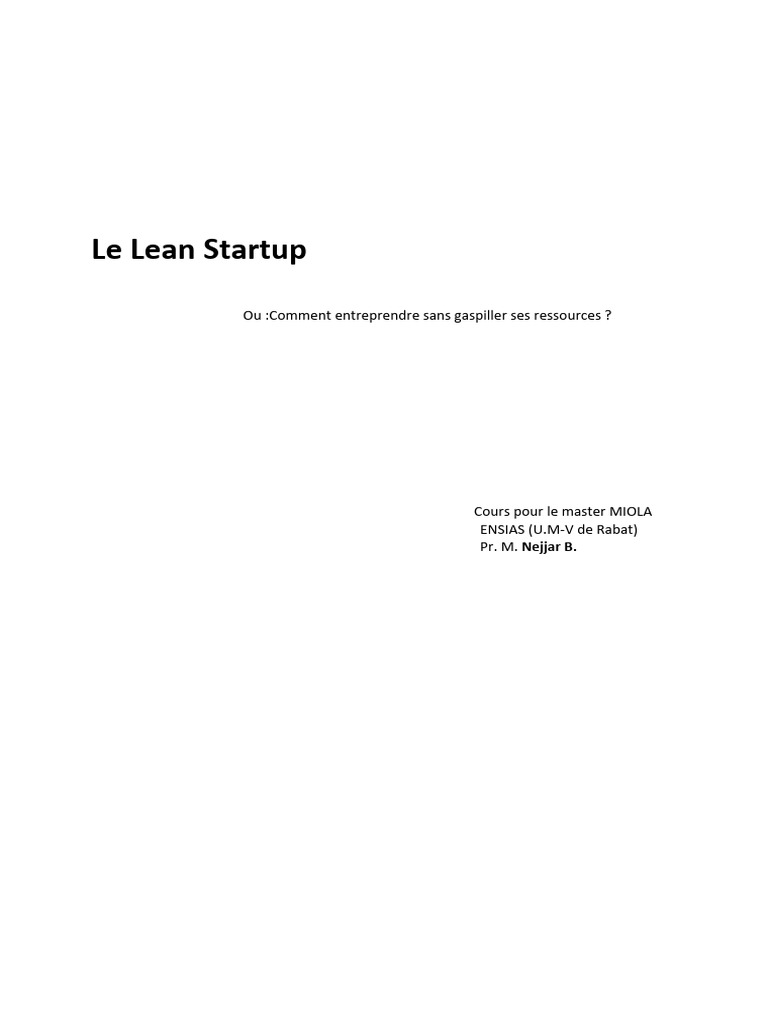 Le Lean Start | PDF | Lean (production) | Start-up