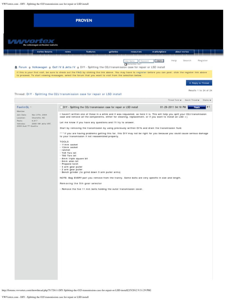 Splitting The O2J Transmission Case For Repair or LSD Install | PDF ...