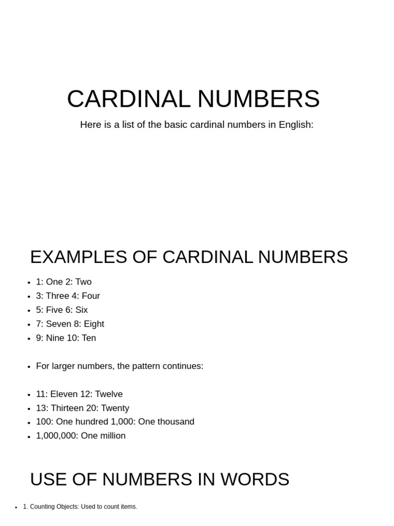 Numeros Cardinales | PDF