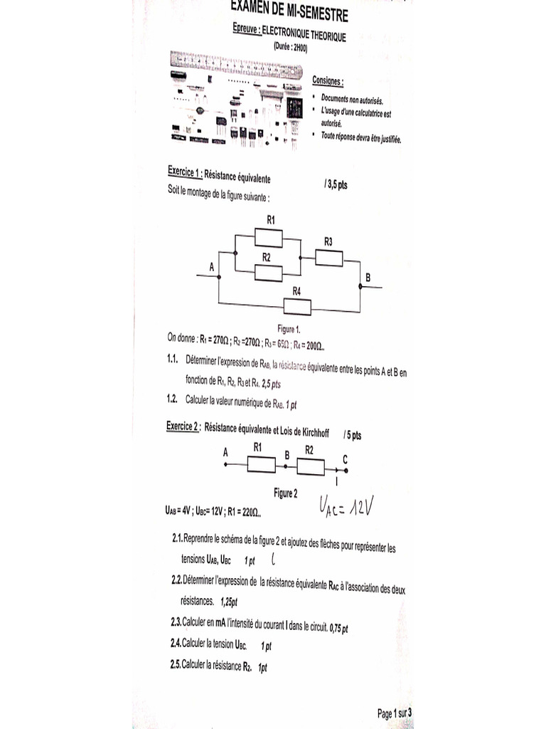 Corrigé Devoir Mi-Septembre 1 | PDF