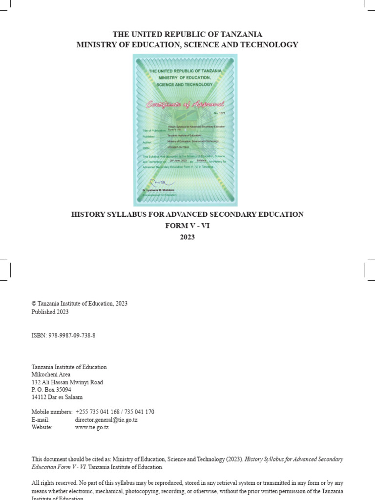 History Syllabus For Advanced Secondary Education - Final 2 | PDF ...