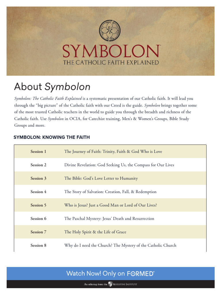 Catholic Faith Explained: Symbolon Guide | PDF | Catholic Church ...