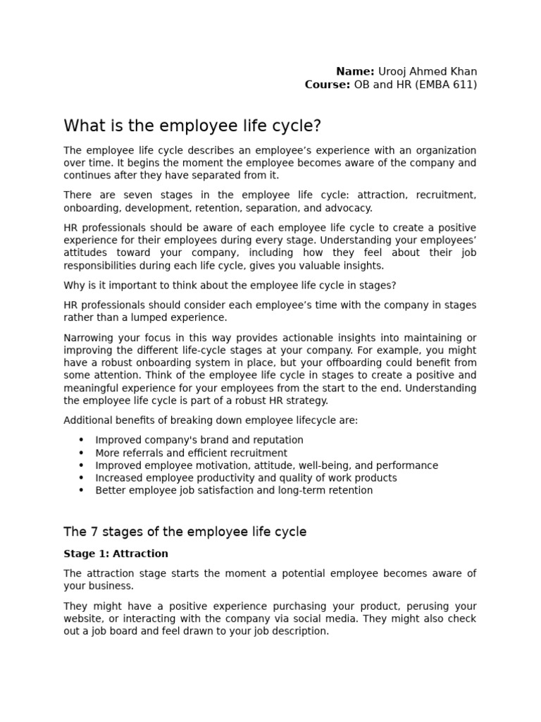 Employee life cycle | PDF | Employee Retention | Recruitment