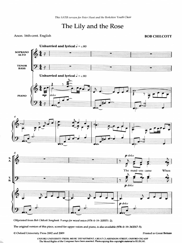 The Lily and The Rose SATB - Bob Chilcott | PDF