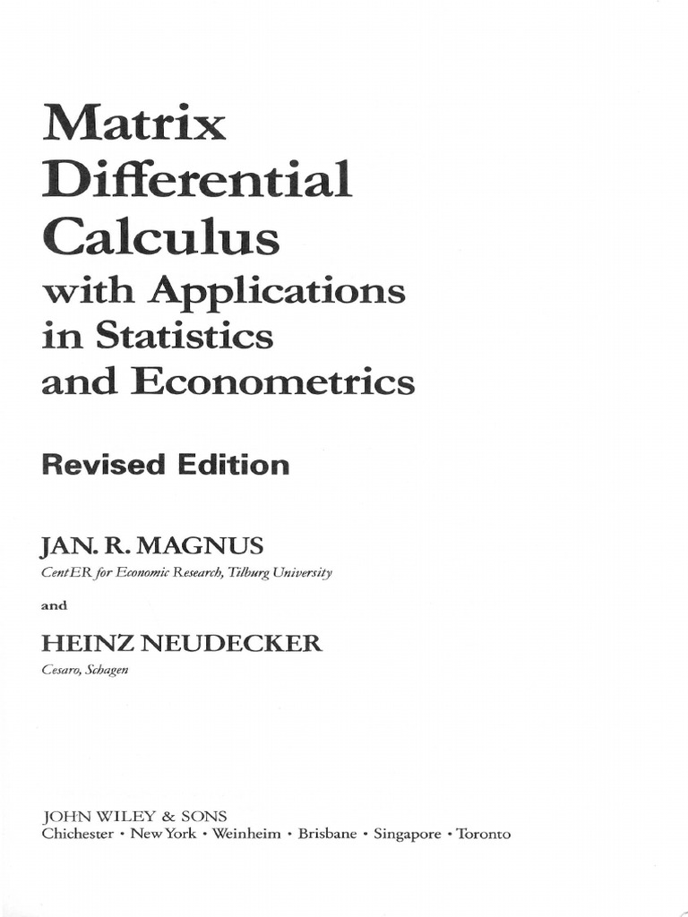 Matrix Differential Calculus With Applic | PDF | Matrix (Mathematics) | Mathematical Optimization
