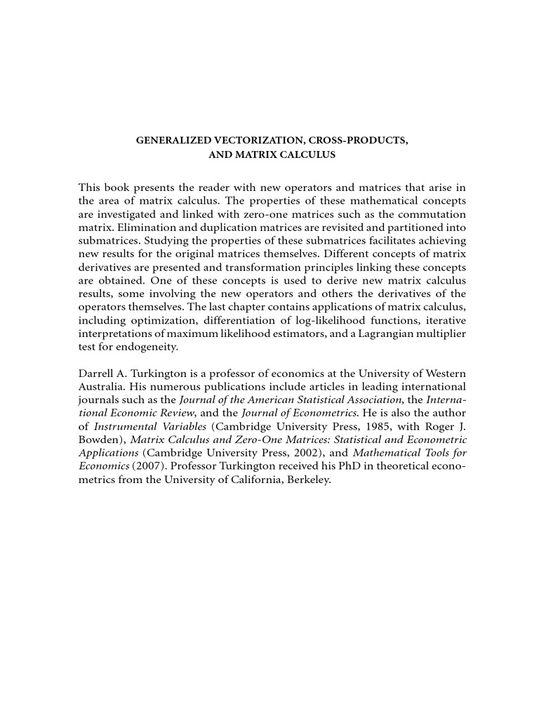 Vdoc - Pub Generalized Vectorization Cross Products and Matrix Calculus ...
