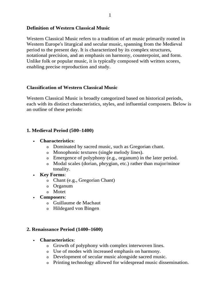 Definition of Western Classical Music | PDF