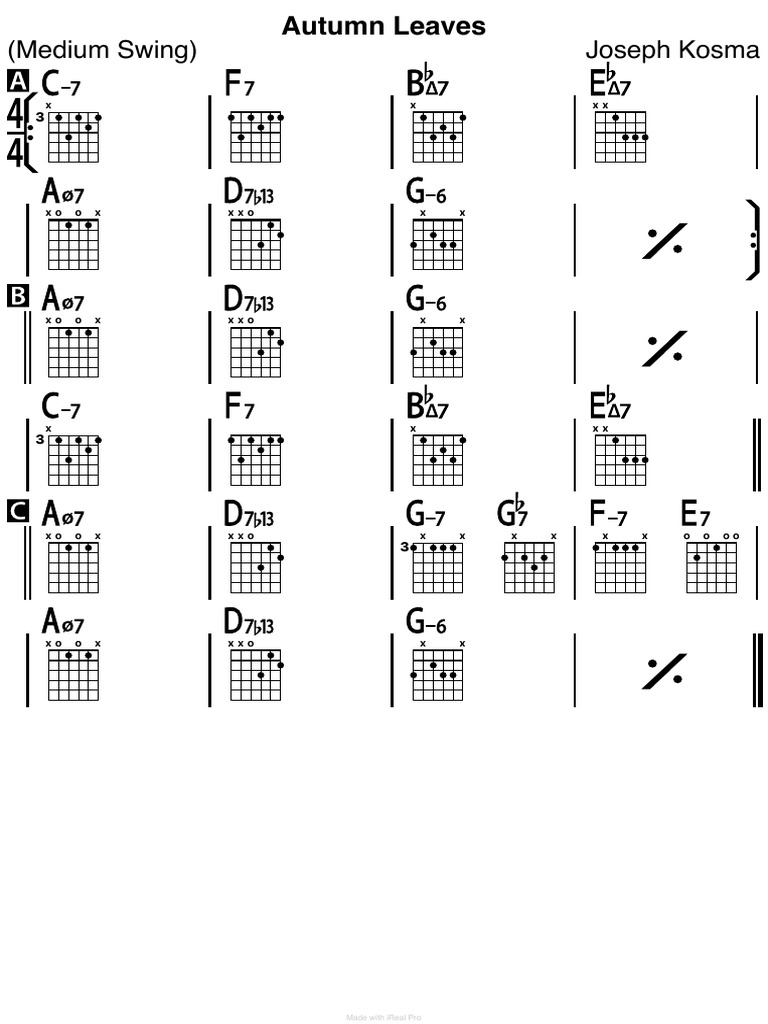 Autumn Leaves Sheet Music for Medium Swing | PDF
