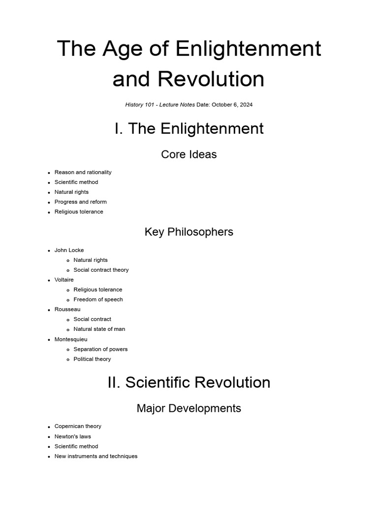 Enlightenment Revolution Notes | PDF | Middle Ages | Age Of Enlightenment