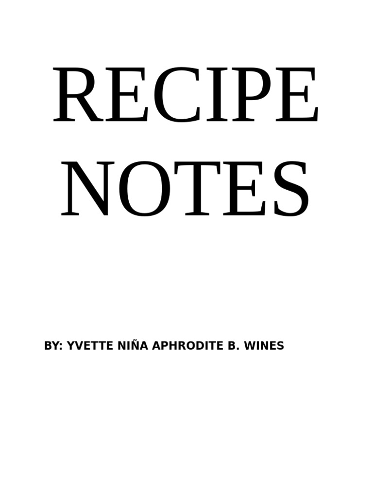 Recipe Notes | PDF