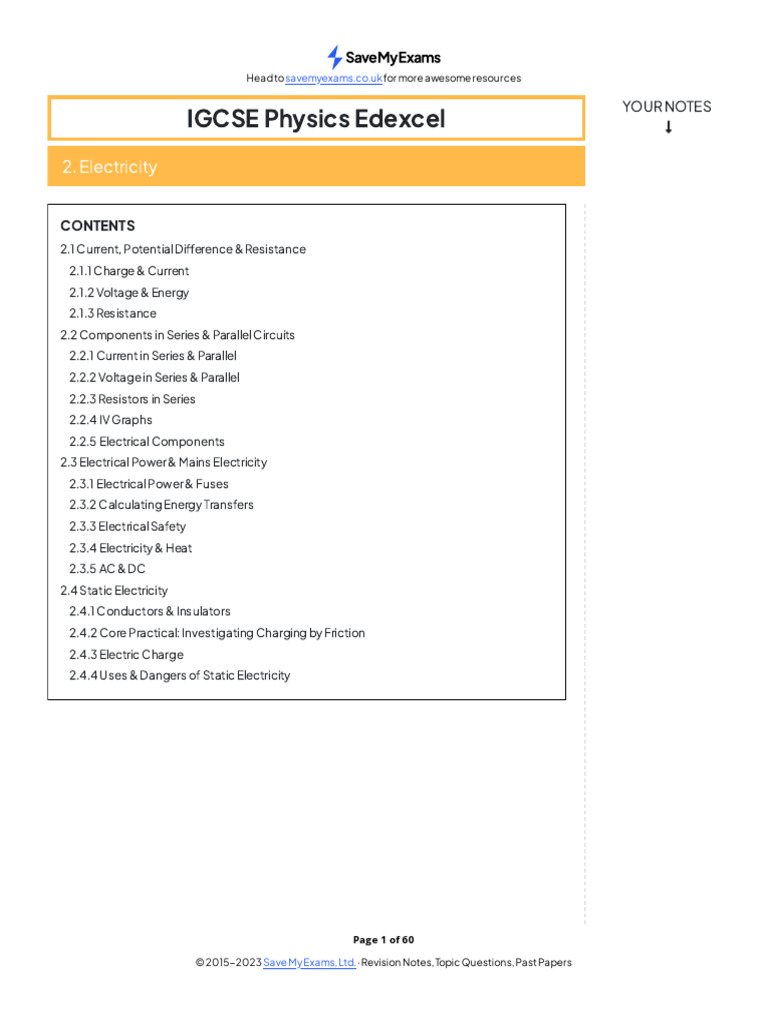 Physics Edexcel 2 1 2 4 Pdf Electrical Resistance And Conductance Series And Parallel Circuits