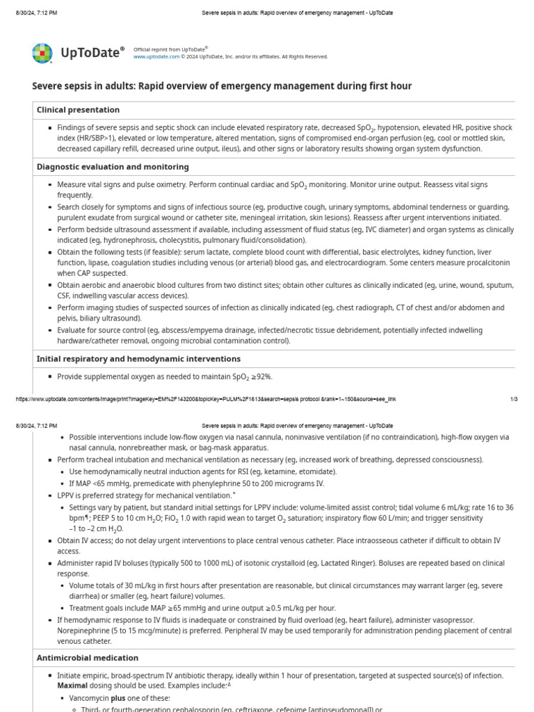 Severe Sepsis in Adults - Rapid Overview of Emergency Management ...