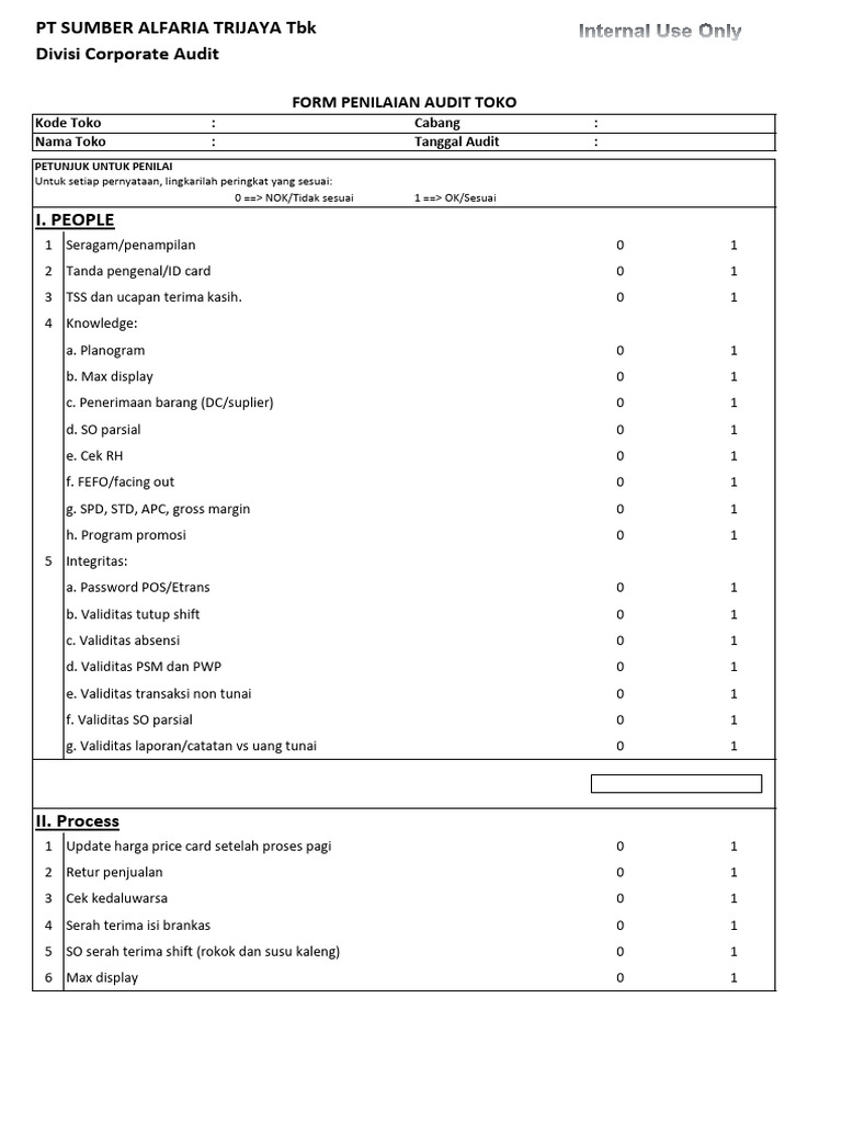 Penilaian Audit Toko | PDF