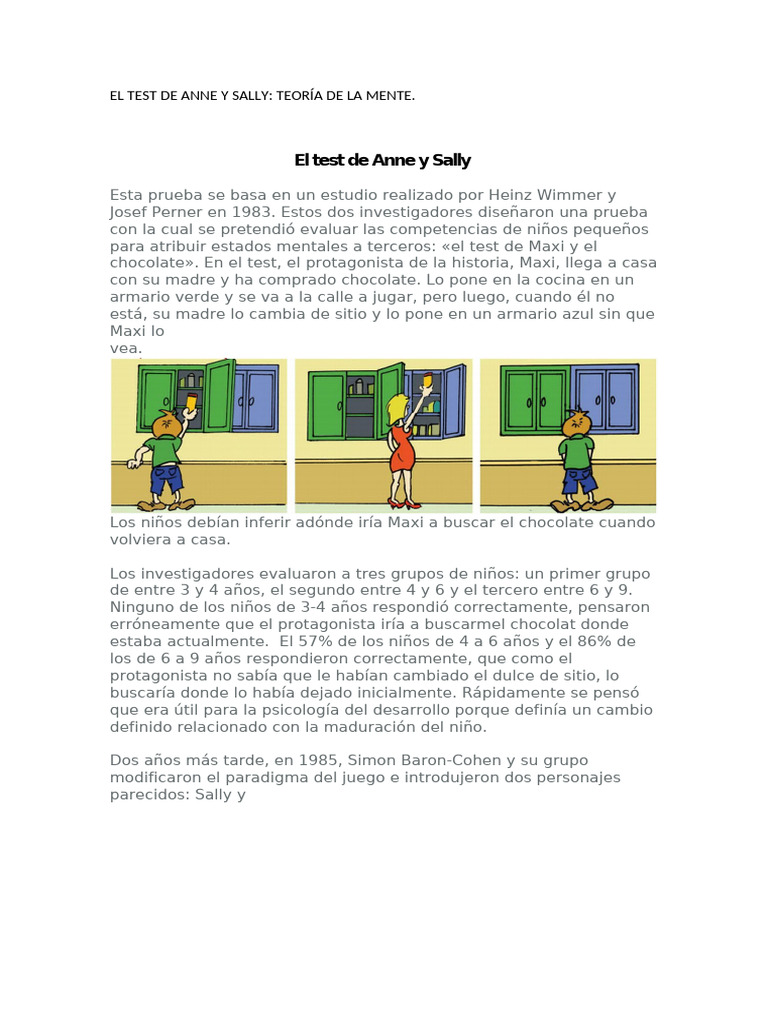 Test de Anne y Sally: Teoría de la mente | PDF | Mente | Teoria de la mente