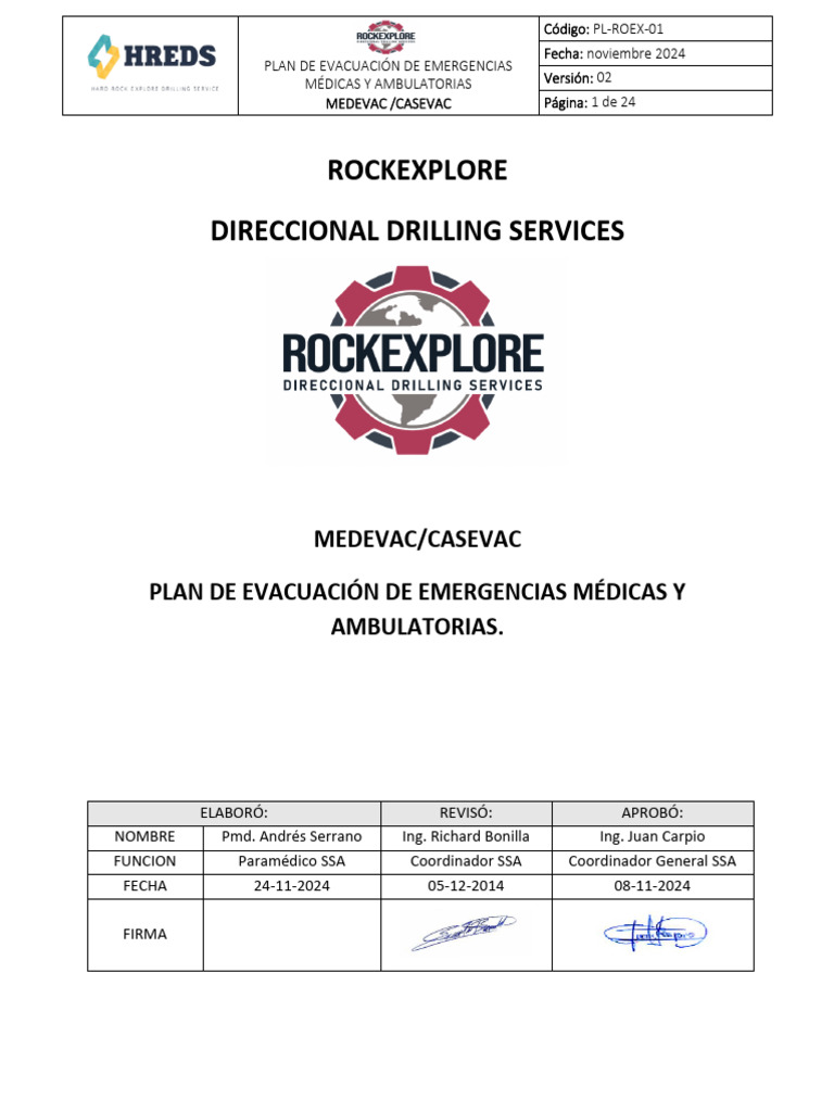 Pl-roex-01 Plan Medevac-rockexplore 2024 (Recuperado Automáticamente) | PDF | Paramédico | Hospital