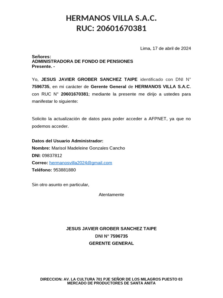 Solicitud Acceso Afp | PDF