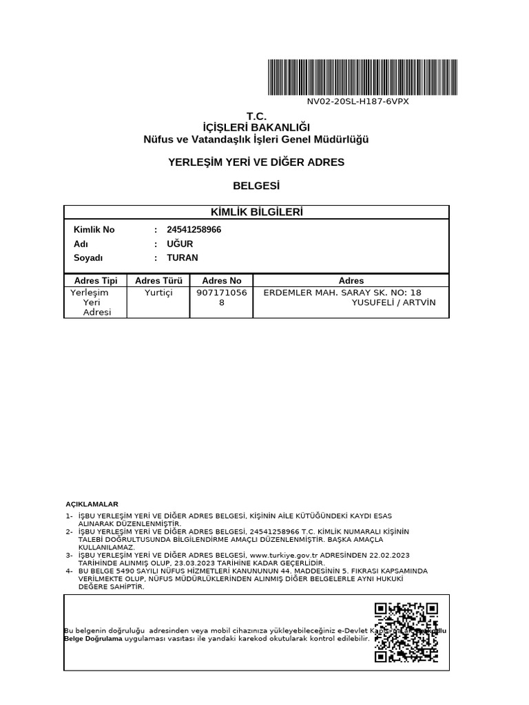 nvi-yerlesim-yeri-ve-diger-adres-belgesi-sorgulama (1) | PDF