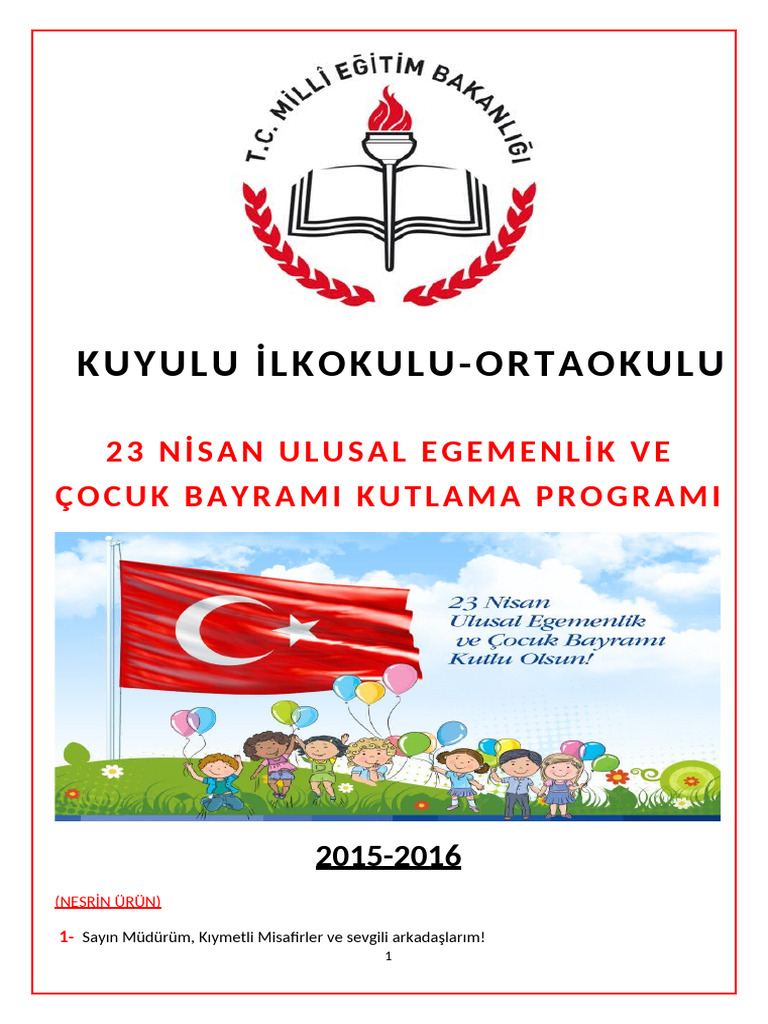 23 Nis Kutlama PRGRM | PDF