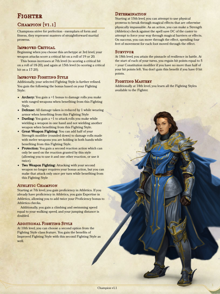 Fighter - Champion (Revised) - GM Binder | PDF | Role Playing Games