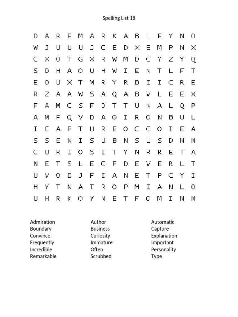 Spelling List 18 WS | PDF