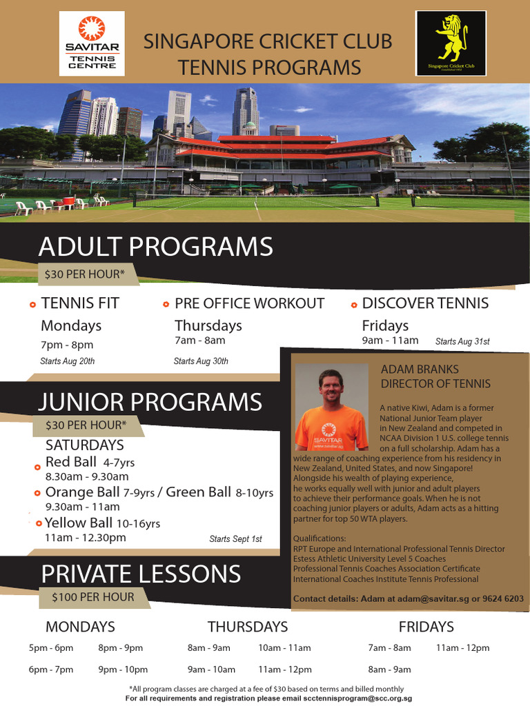 Singapore Cricket Club Programs New - PDF With Ages and Contact Number ...