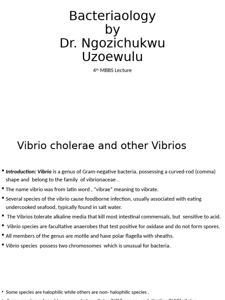 Presentation1 Vibrio Choro 1 2 Correction 2024 13 | PDF | Cholera ...