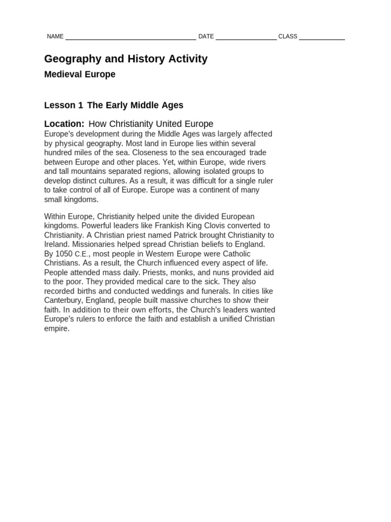 Christianity's Role in Medieval Europe | PDF | Europe | Middle Ages