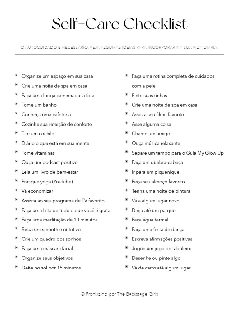 Checklist de Autocuidado Diário | PDF
