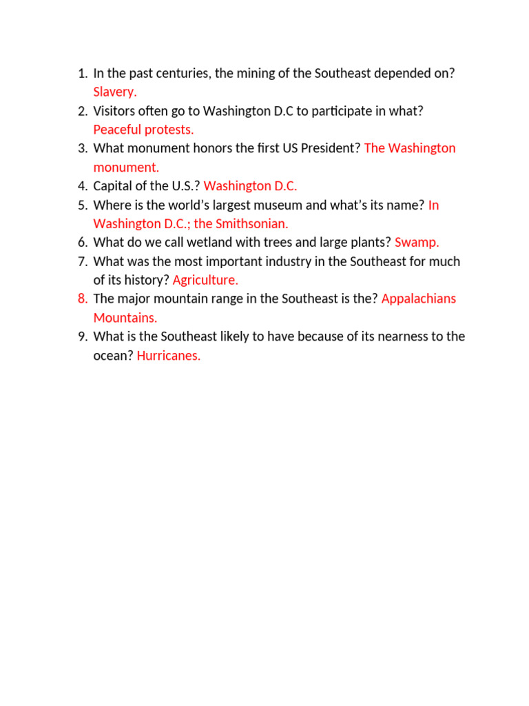 Southeast Study Guide | PDF