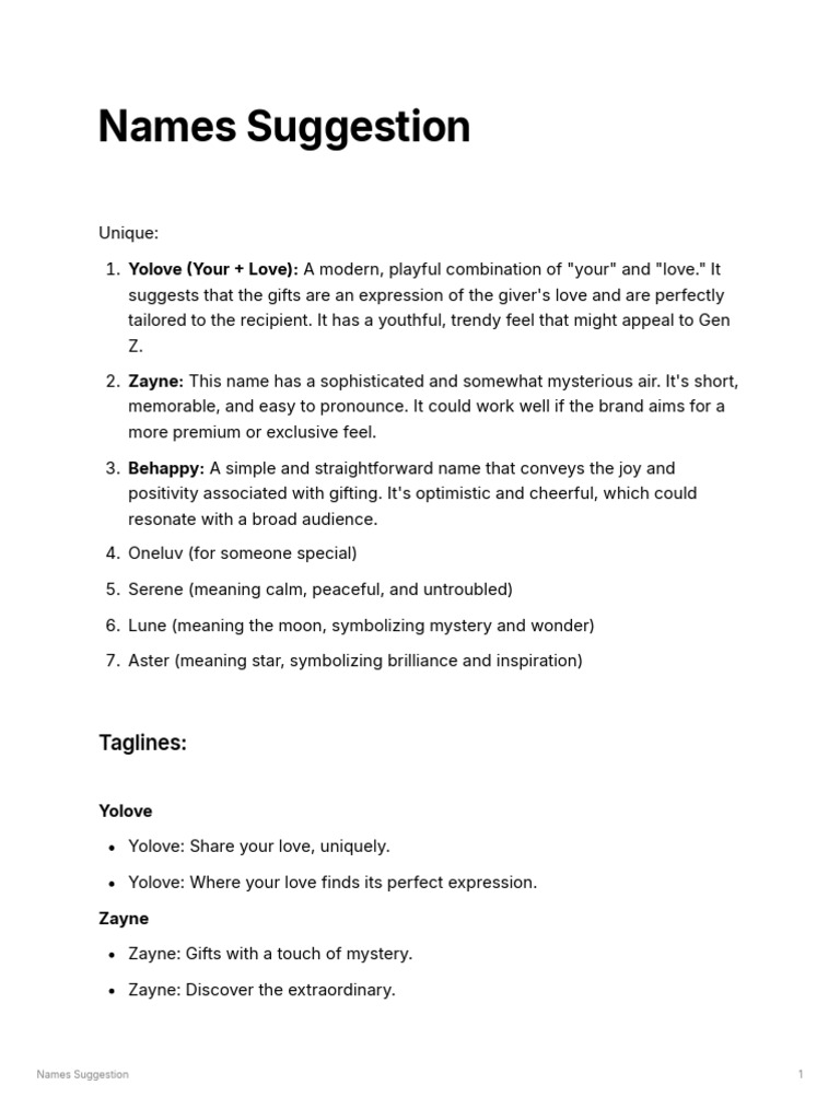 Name Suggestion | PDF