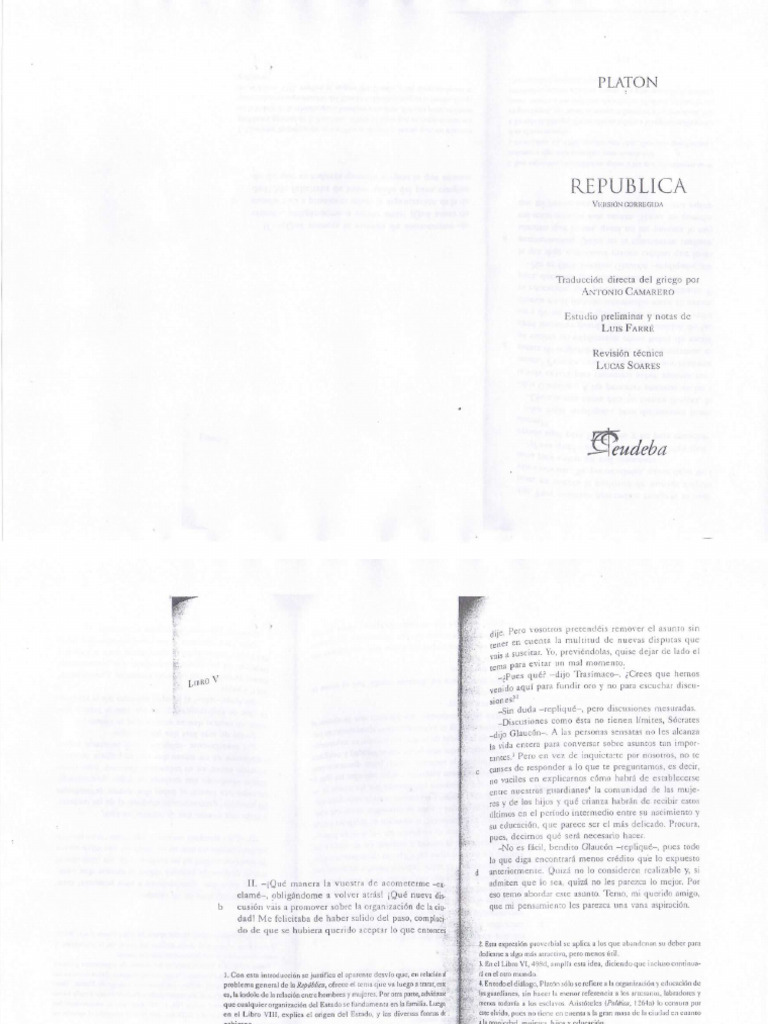 TEXTO Platón, República Libro 5 (Selección) | PDF