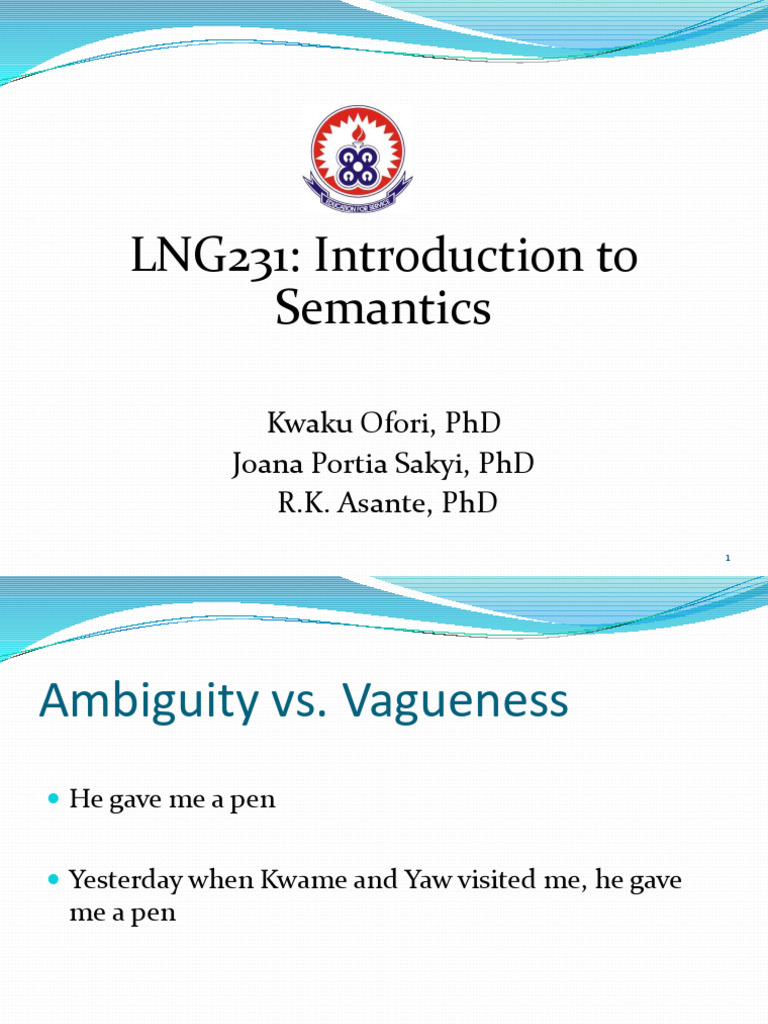 Lecture006a_Semantics_2021 | PDF | Ambiguity | Semantics