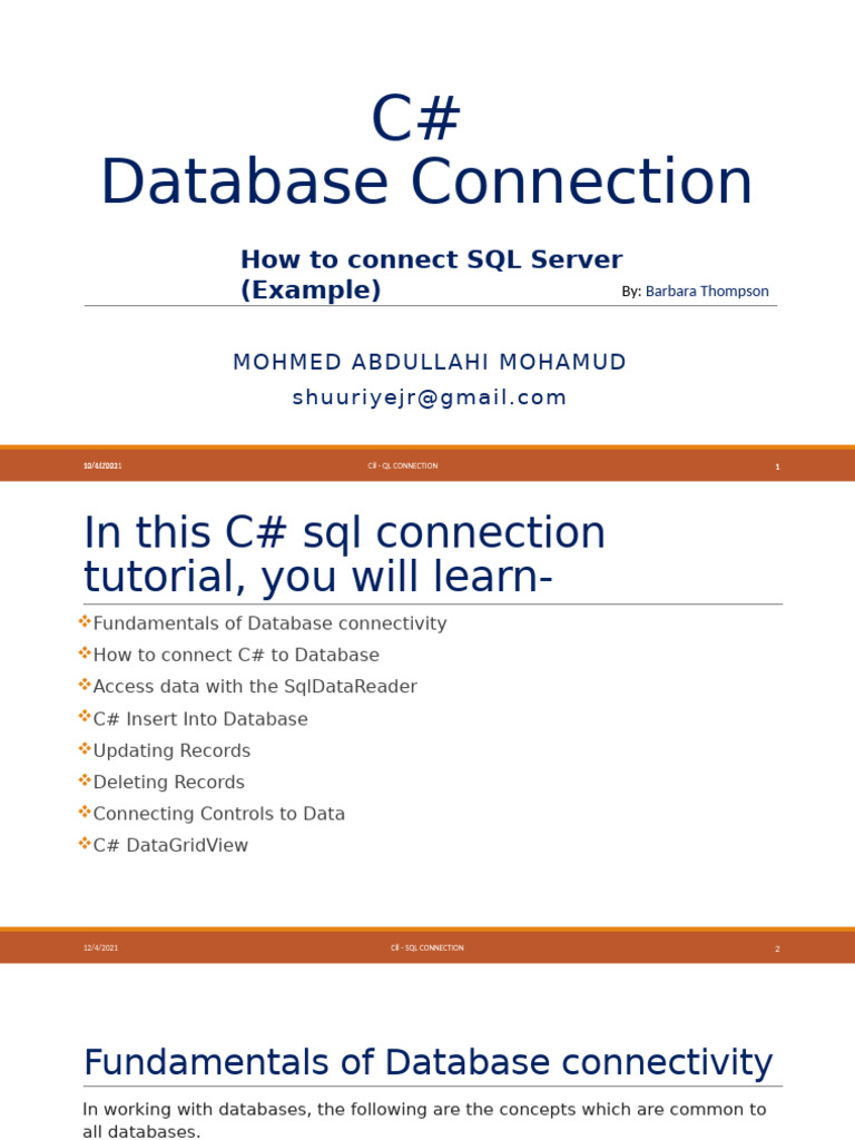 C# ADO.NET | PDF | Databases | Sql